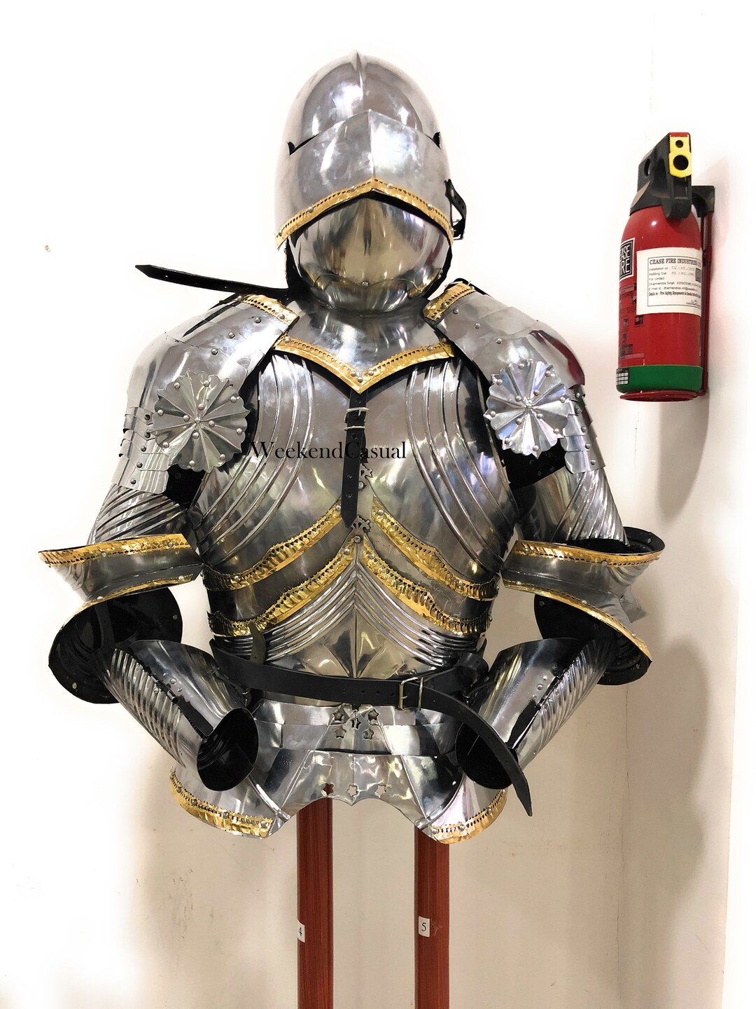 Handmade Medieval Gothic Half Suit of Armor Combat Knight Halloween ...
