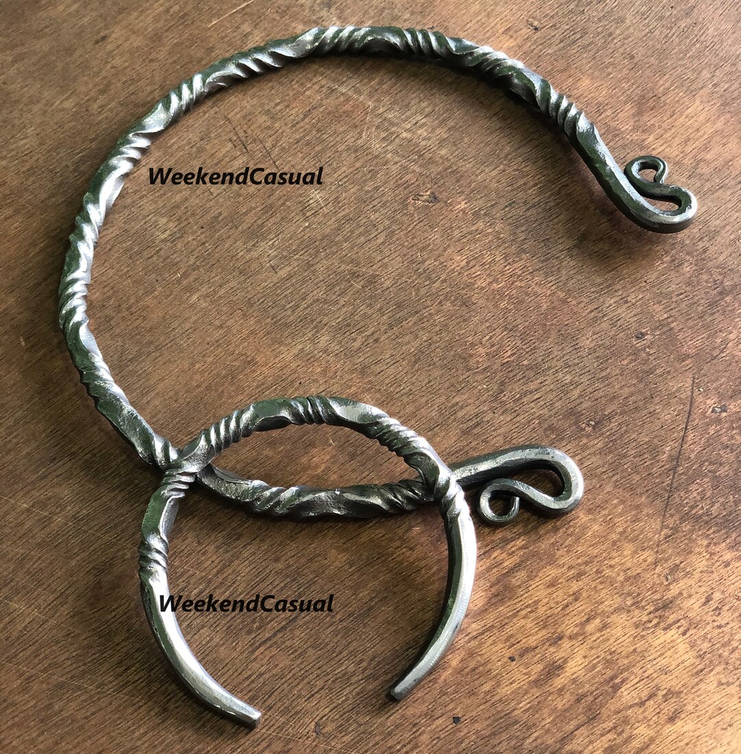 Hand Forged Handmade Iron Torc Celtic Necklace Silver Finish Medieval ...