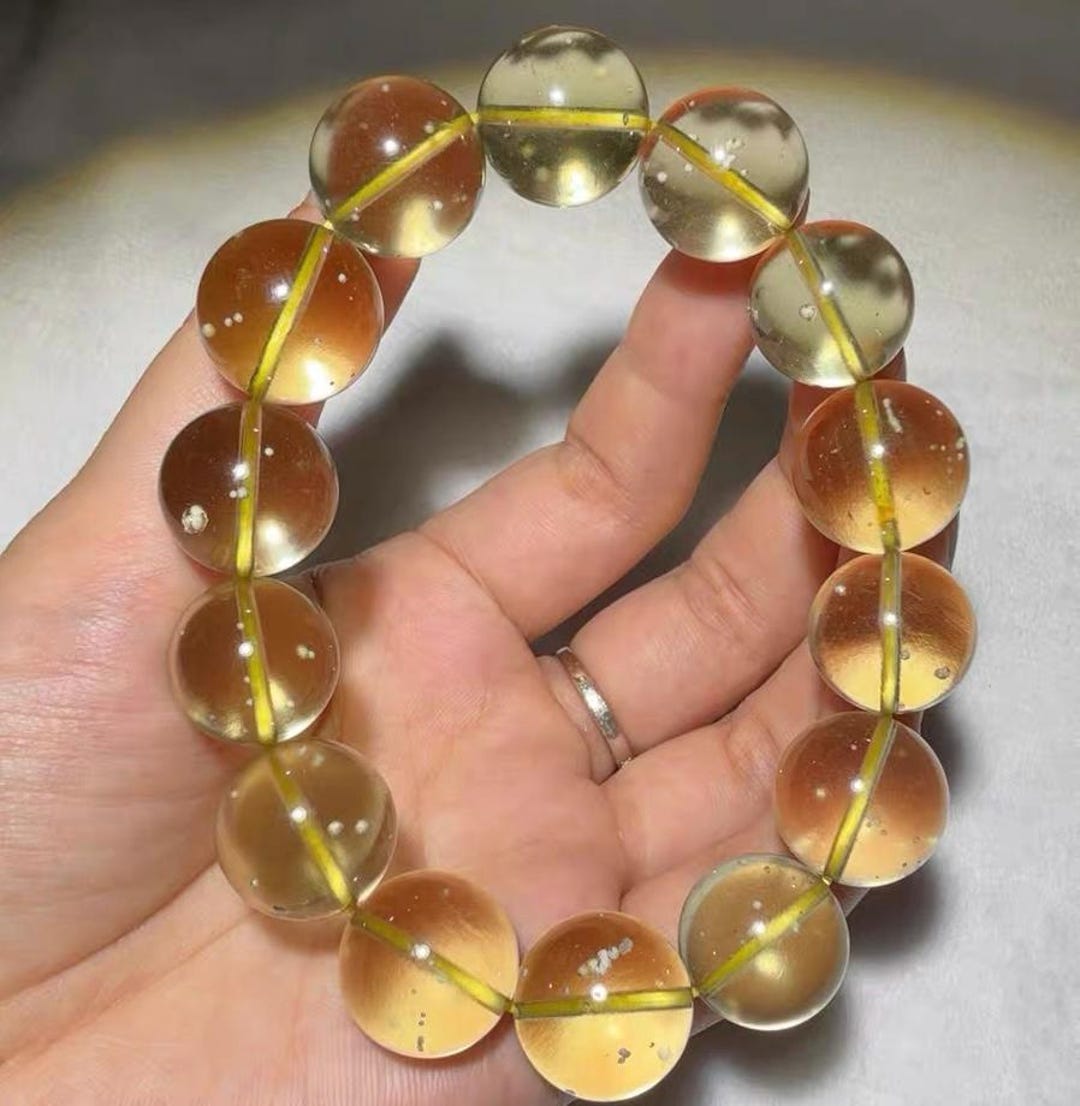 16mm Libyan Desert Glass Bead Bracelet, Golden Tektite - Etsy