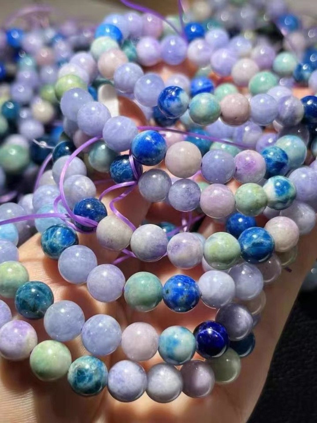 Genuine Hackmanite Bead Bracelet, Purple Sodalite, Women's Jewelry (7 ...