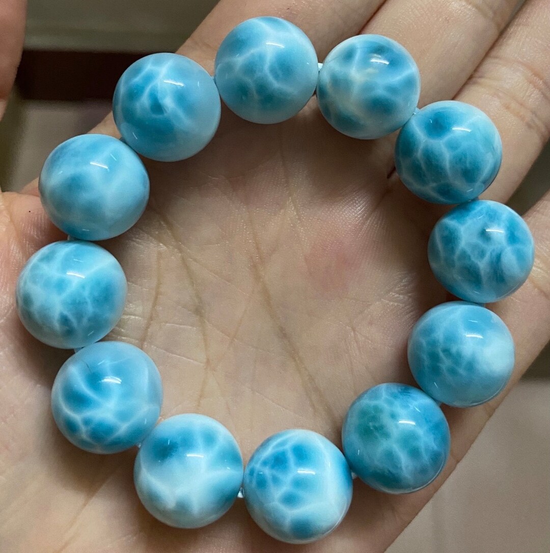 14mm Natural Genuine Larimar Beads Bracelet,high Quality Beads Bracelet ...