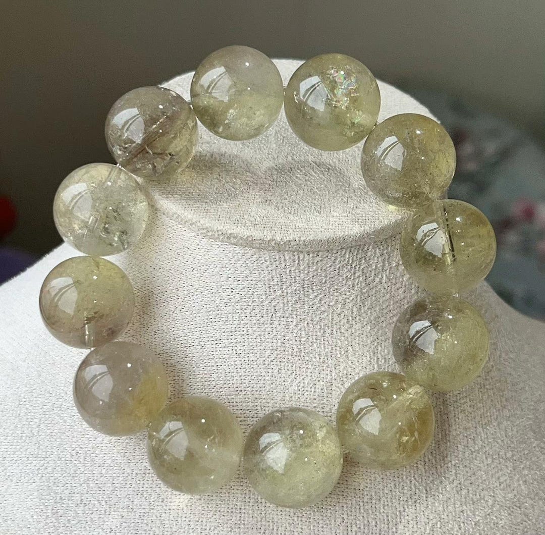 17mm Natural Genuine Yellow Citrine Quartz Beaded Bracelet,beautiful ...