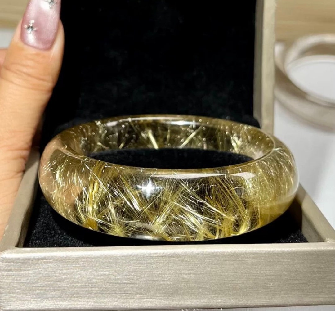 57/19/10mm Genuine Natural Golden Rutilated Quartz Bangle Bracelet ...