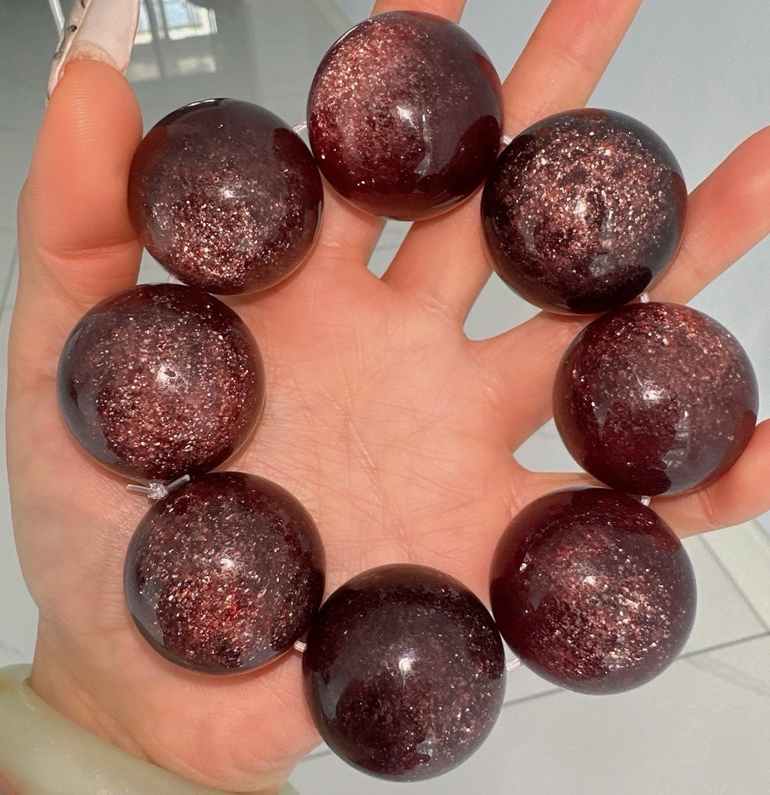 30mm Natural Starlight Strawberry Quartz Beads Bracelet,high Quality ...
