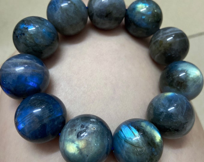 22mm Large Size Natural High Quality Blue Flash Grey Moonstone Beaded ...