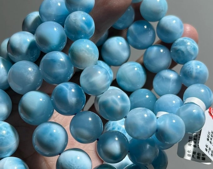 16mm Natural Genuine Larimar Beads Bracelet,high Grade Beads for ...