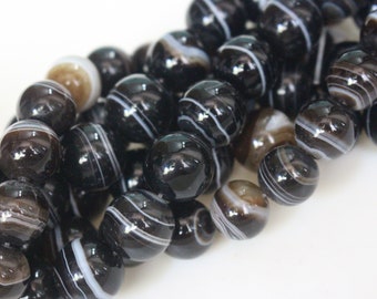 Red Dream Banded Agate Beads Natural Striped Gemstone Beads Brown ...