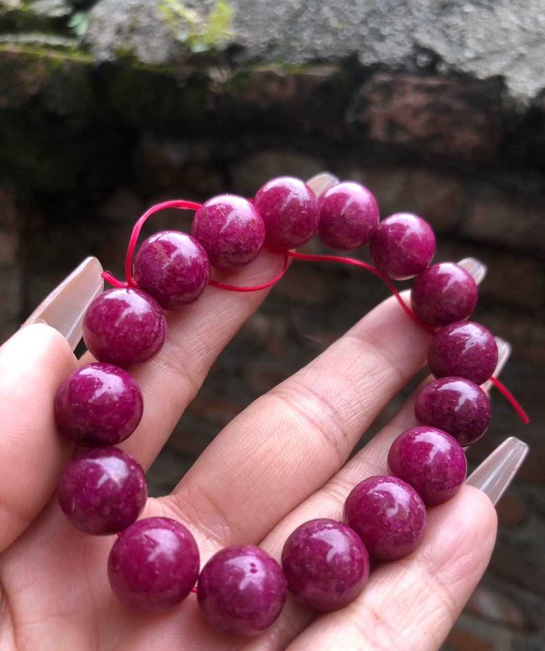 12mm Natural Red Ruby Beaded Bracelet,women Bracelet,jewelry Gift ...