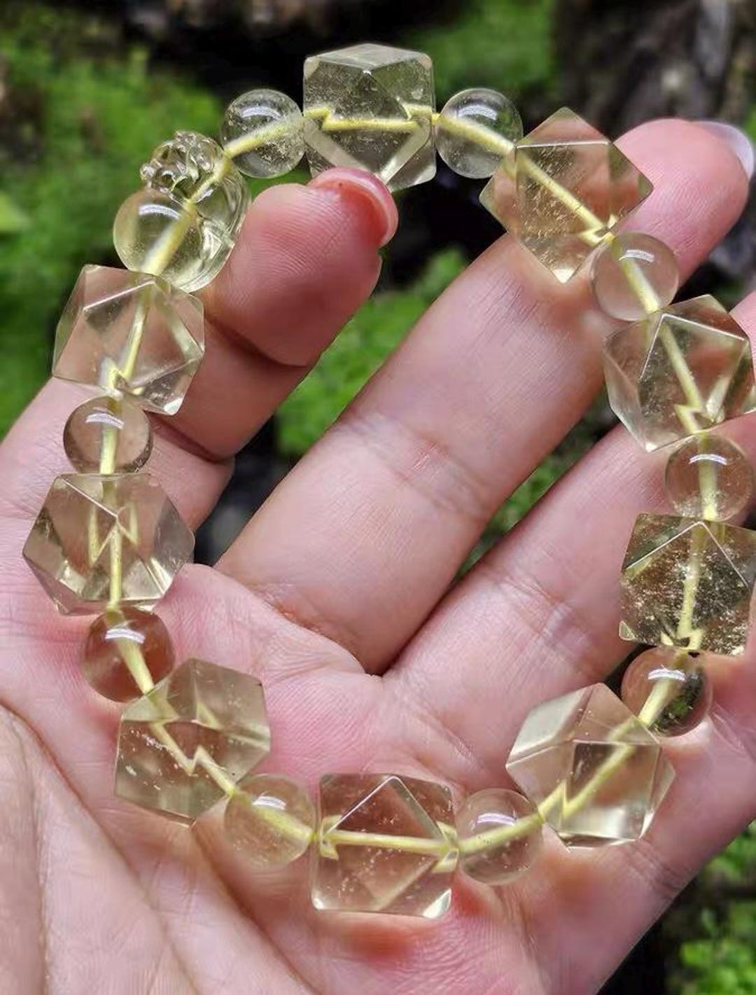 Libyan Desert Glass Bracelet, Cube Diamond Nugget Beads, Golden Tektite ...