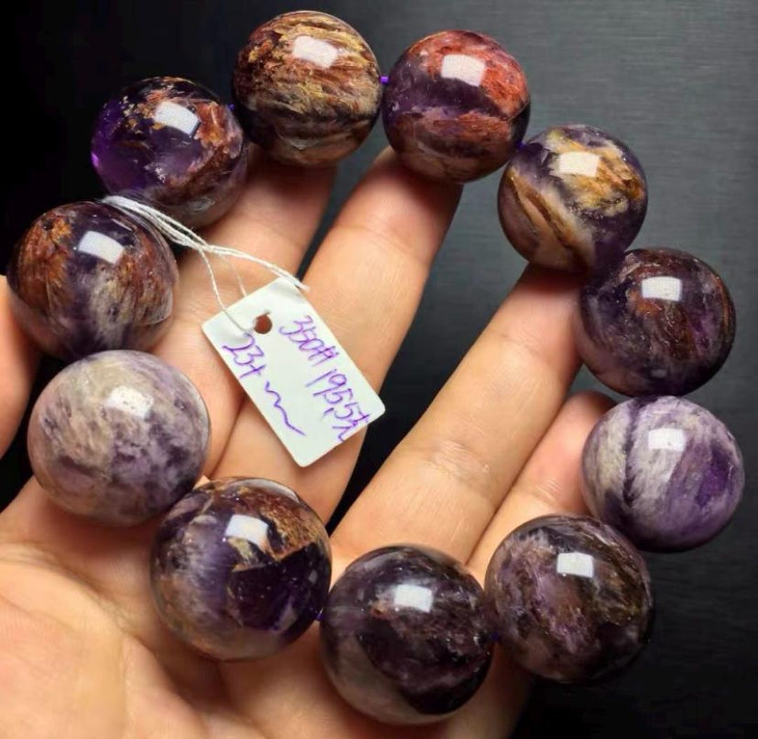 23mm Natural Titanium Rutilated Amethyst Phantom Crystal Quartz Round ...