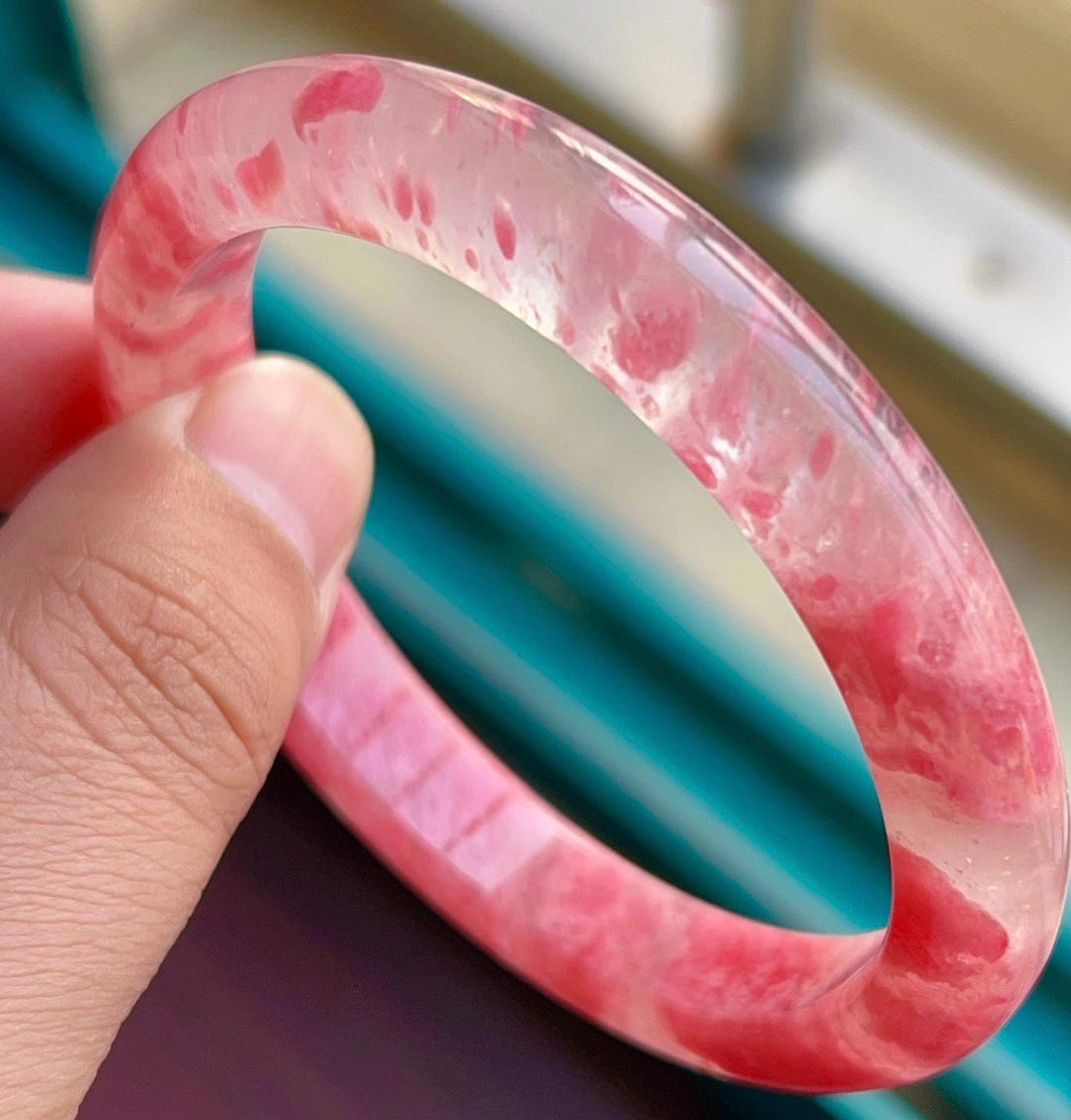 61.2mm Natural Cherry Blossom Pink Rhodonite Bangle Bracelet,women ...