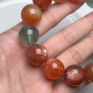 15.5mm High Quality Natural Arusha Sunstone Beads Bracelet,green Beryl ...