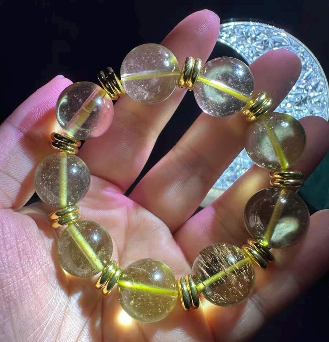Natural Libyan Desert Glass Bead Bracelet, Golden Tektite, Healing ...