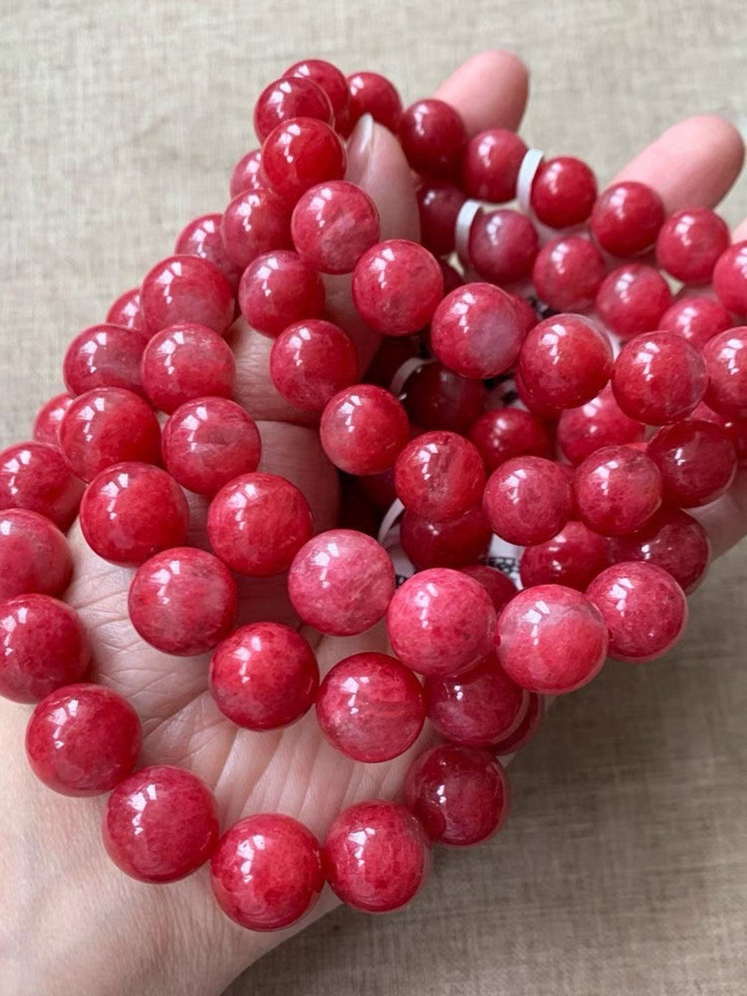 Rare Genuine Brazilian Natural Red Rhodonite Beads Bracelet,beautiful ...