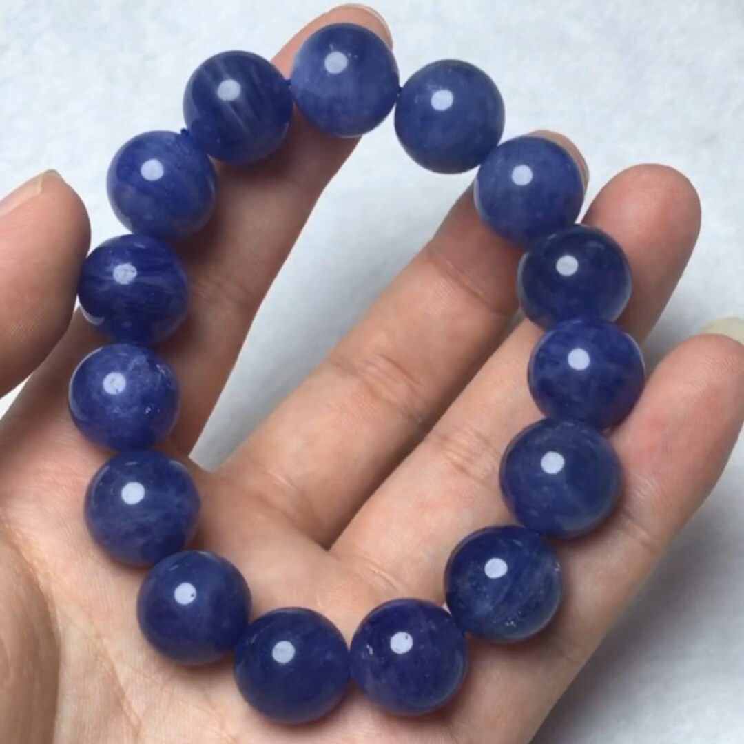 14mm Natural Genuine Tanzanite Bracelet,high Quality Beaded Bracelet ...