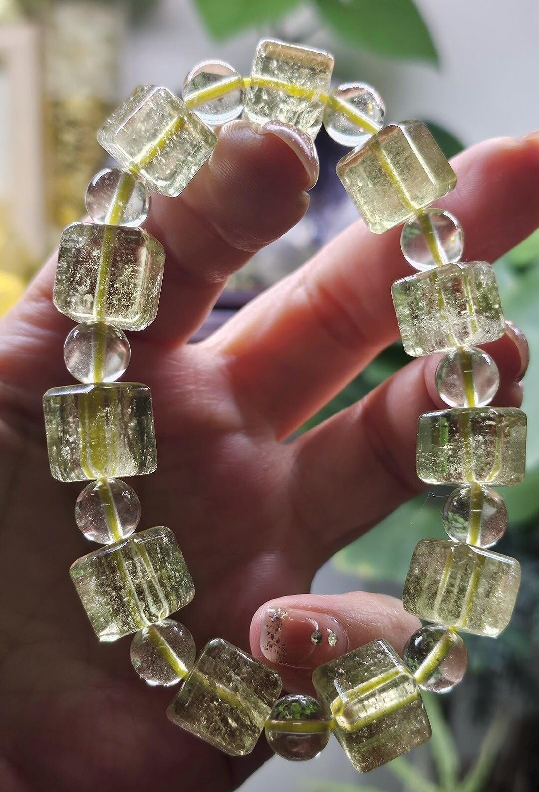 11mm Natural Rare Libyan Desert Glass Cube Nugget Beads Bracelet,high Quality Bracelet,healing ...
