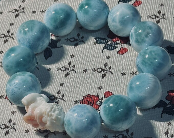 16mm Natural Genuine Larimar Beads Bracelet,high Grade Beads for ...