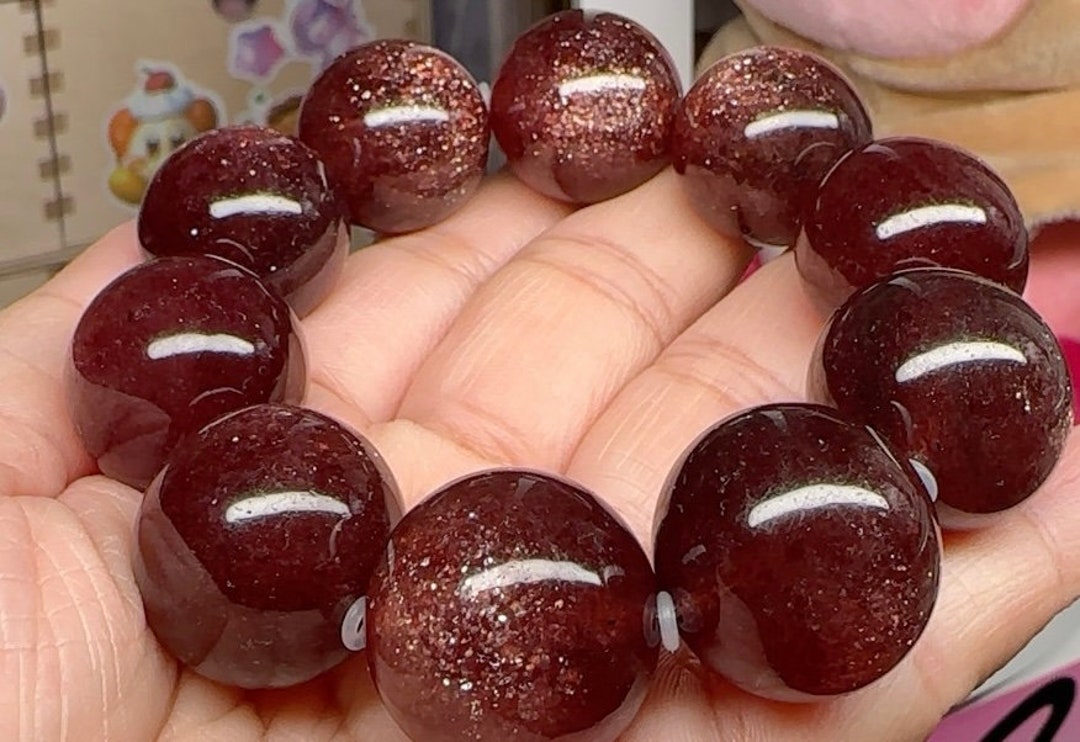 20mm Natural Starlight Strawberry Quartz Beads Bracelet,high Quality ...