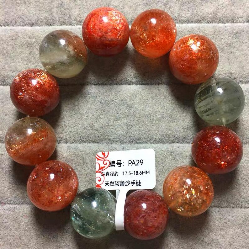 18mm Natural Arusha Sunstone Green Beryl Beads Bracelet Jewelry Gifts ...