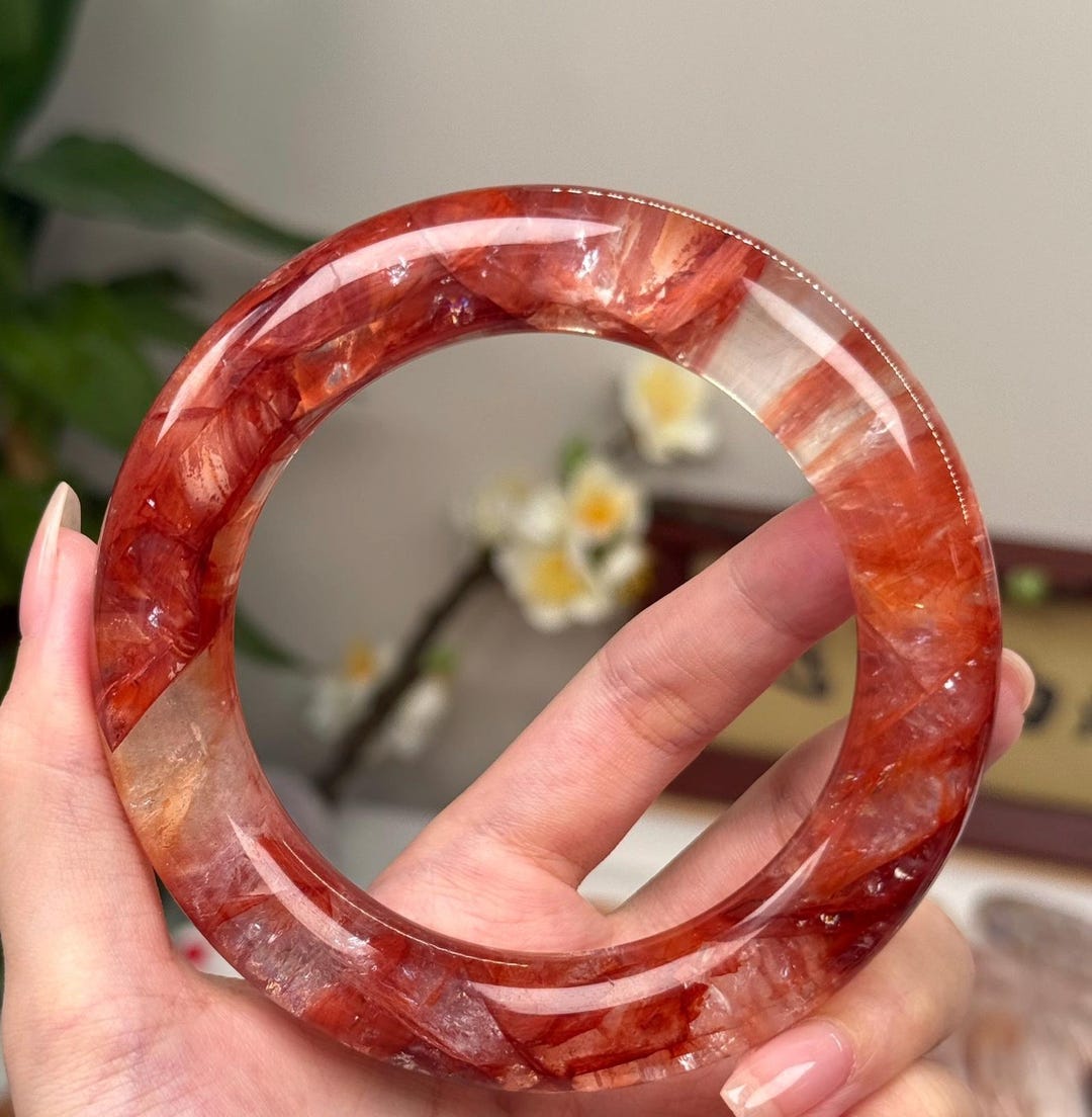61.1mm Natural Red Hematoid Lepidocrocite Quartz Bangle,beautiful ...