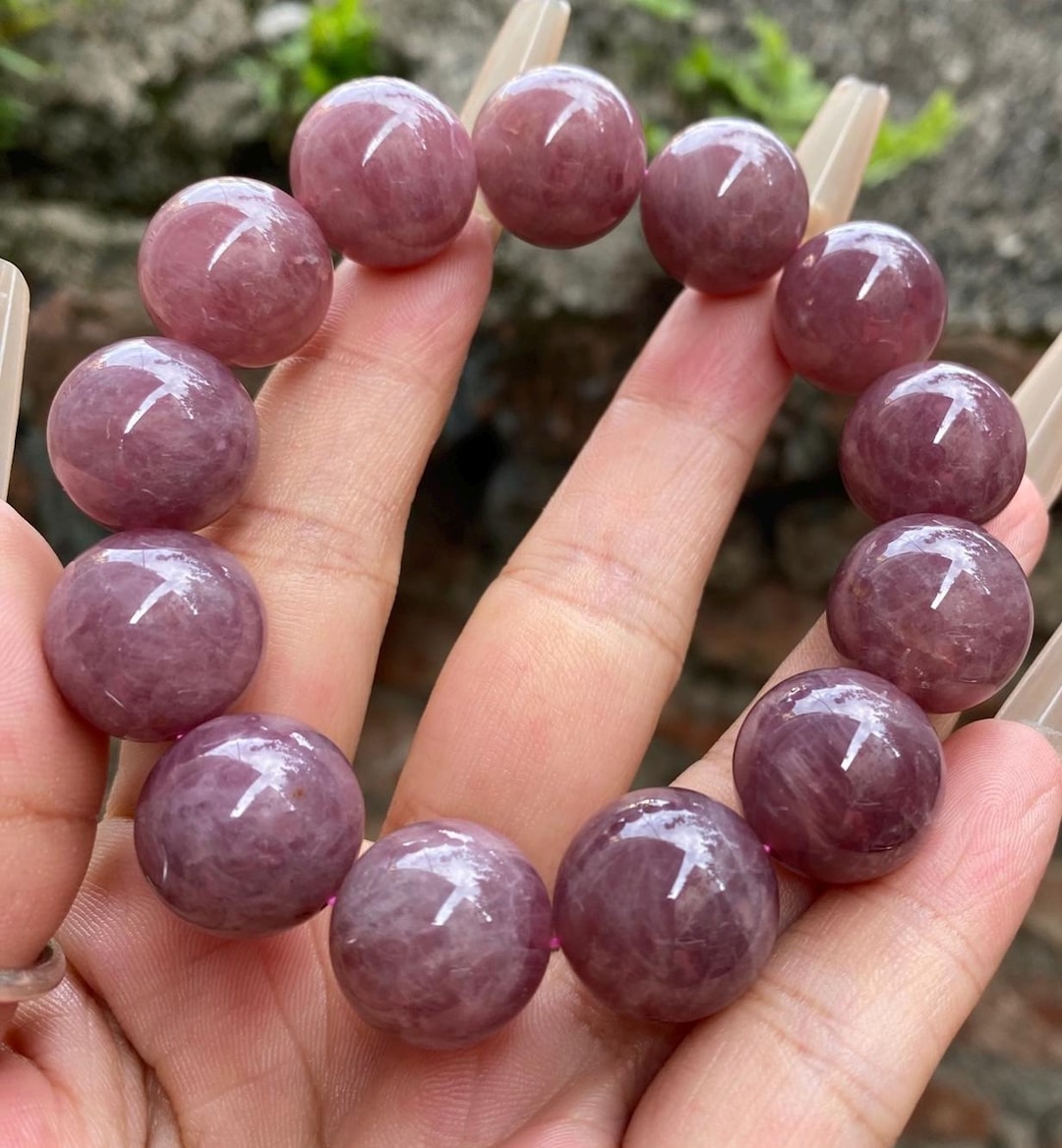 Natural Mauve Rose Quartz Beaded Bracelet, Madagascar Gemstone (16+mm ...