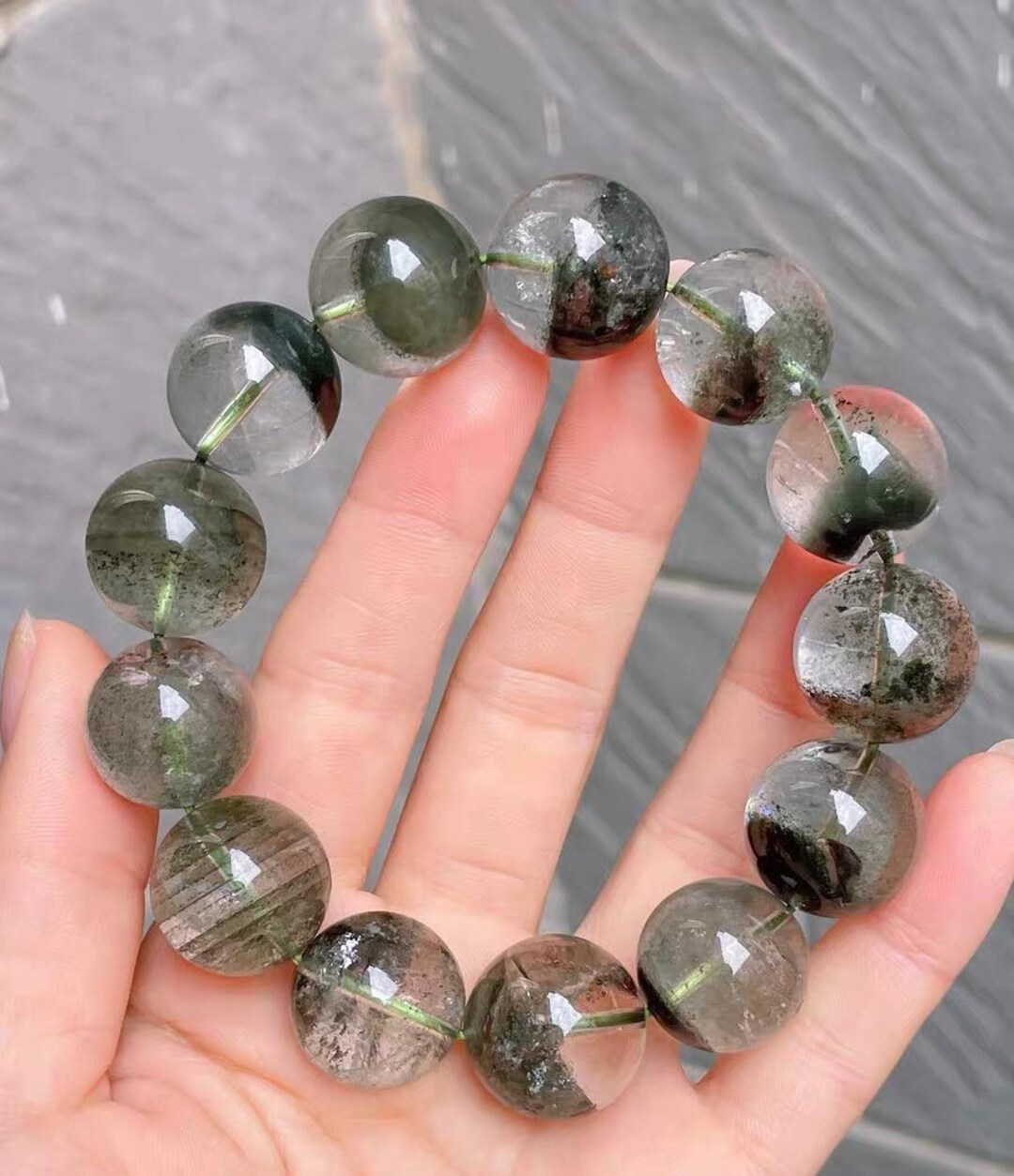 17mm Natural Phantom Quartz Crystal Beads Bracelet ,healing Bracelet - Etsy