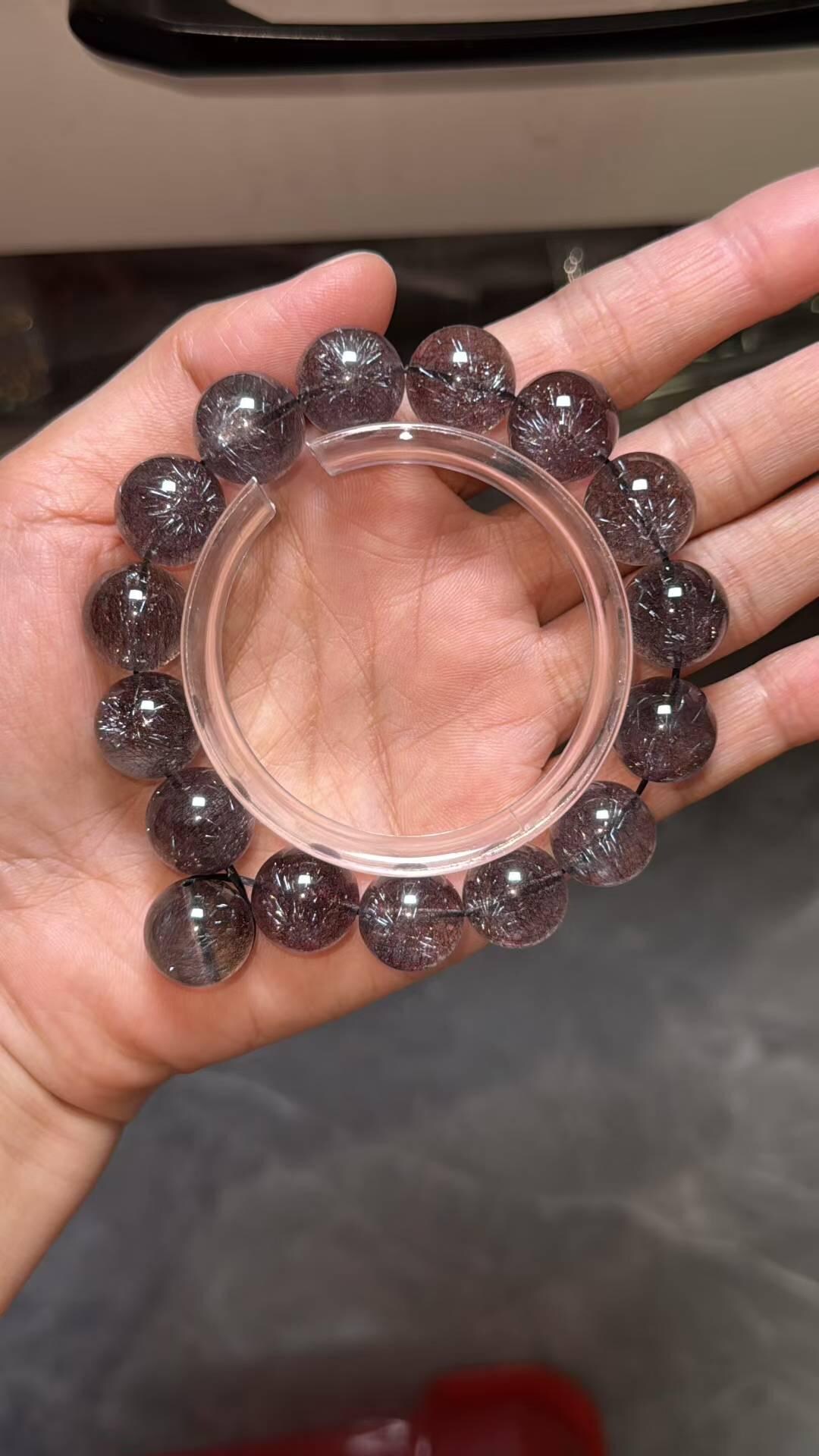 13.8mm Certified Genuine Fireworks Purple Black Super Seven Rutilated ...