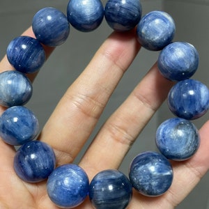 15mm Natural Genuine Blue Kyanite Beads Bracelet,kyanite Bracelet for Friends,beads Bracelet ...