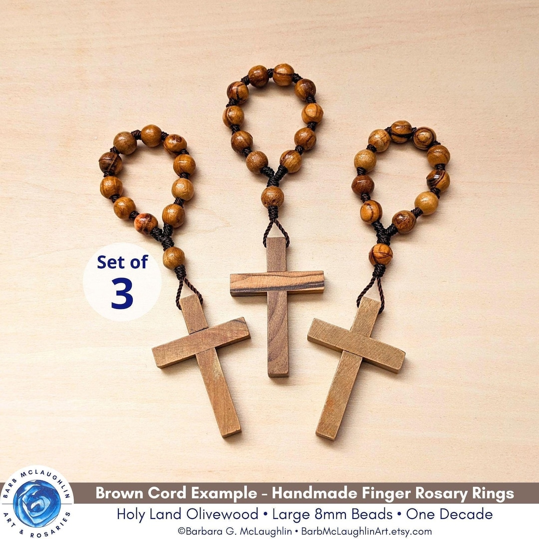 Olive Wood Finger Rosary Ring Set: Handmade Catholic Gift - Etsy