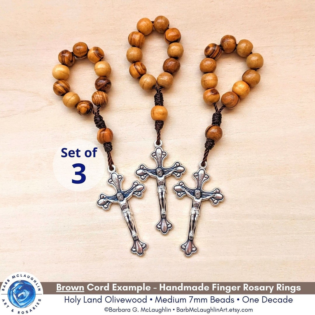 3 Finger Rosary Rings, One Decade Rosaries, Small Wooden Pocket ...