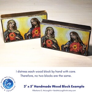Sacred Heart & Immaculate Mary Wood Block: Handmade Catholic Home Decor ...