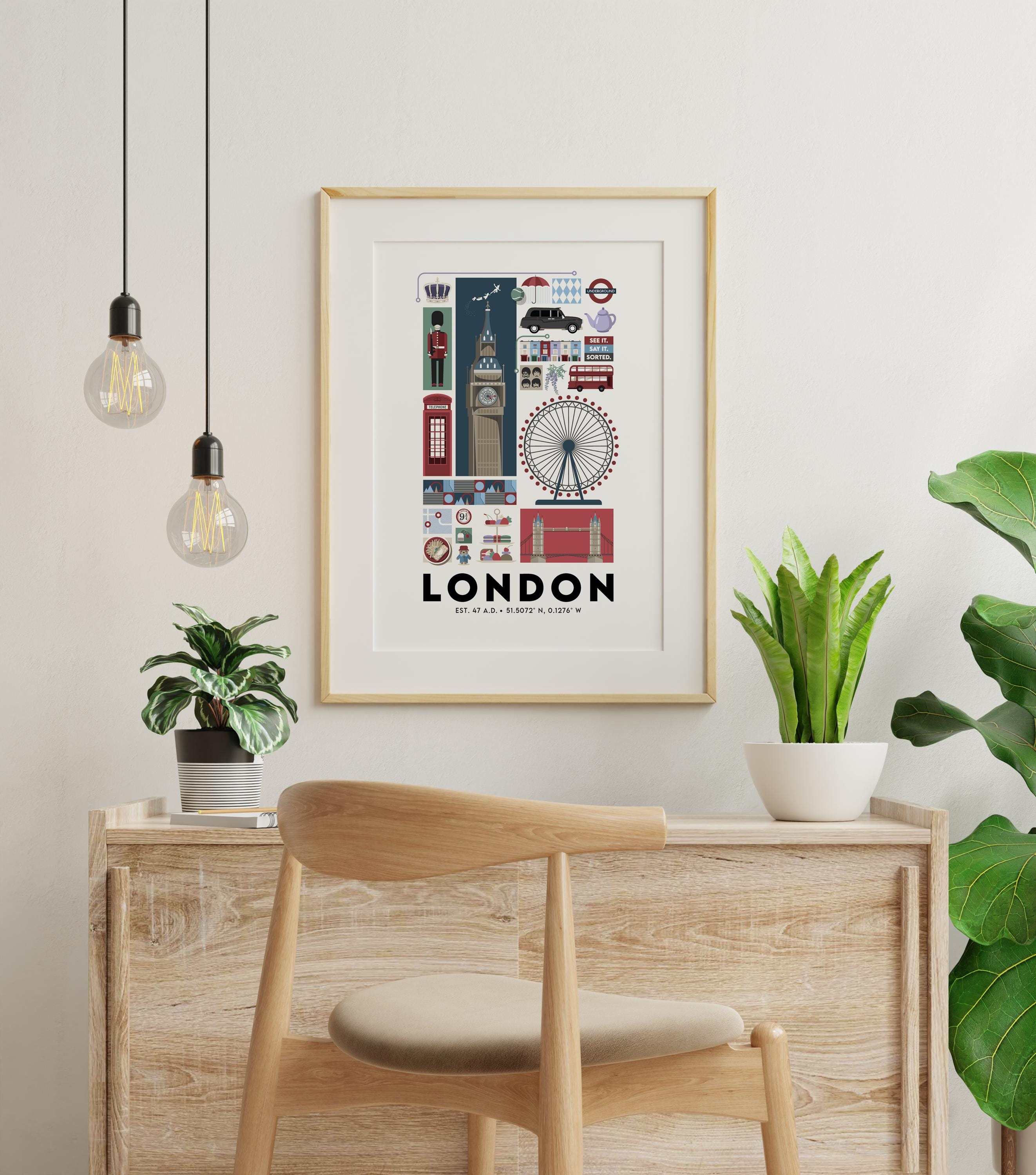Geometric Vintage City Collage Print of London, England - Etsy