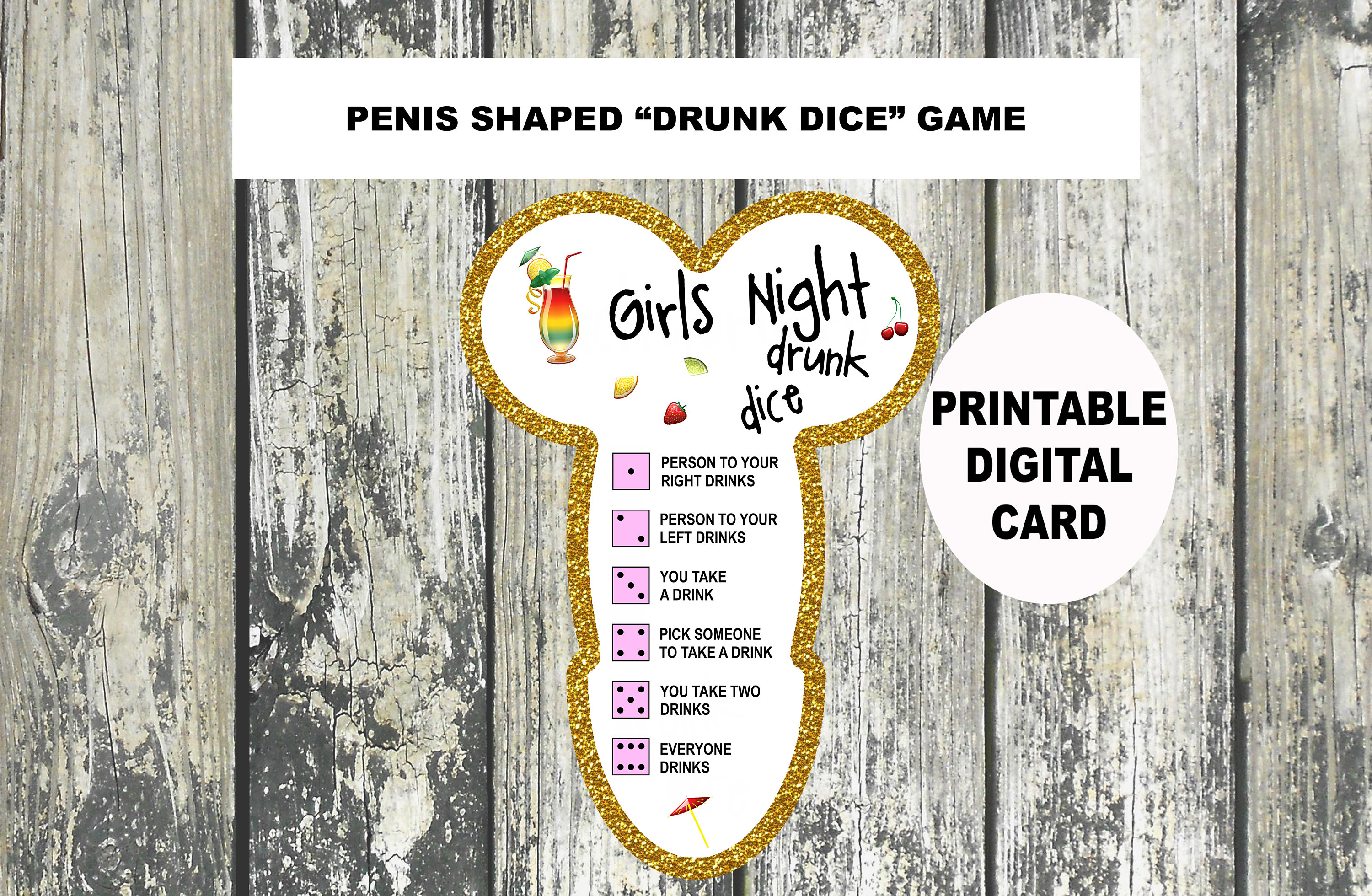 Printable Drunk Dice Girls Night Drinking Game Adult - Etsy