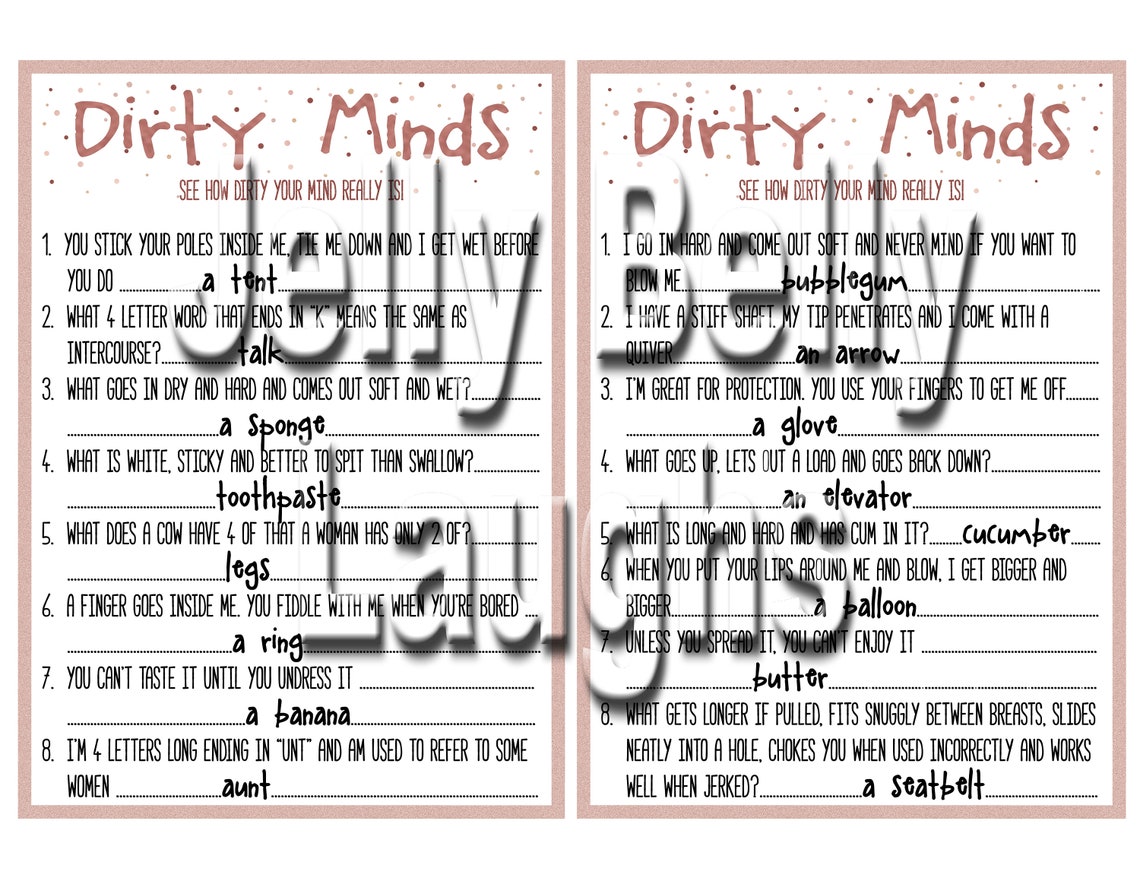 Dirty Minds Game Dirty Riddles Game Dirty Minds Riddle Rude | Etsy