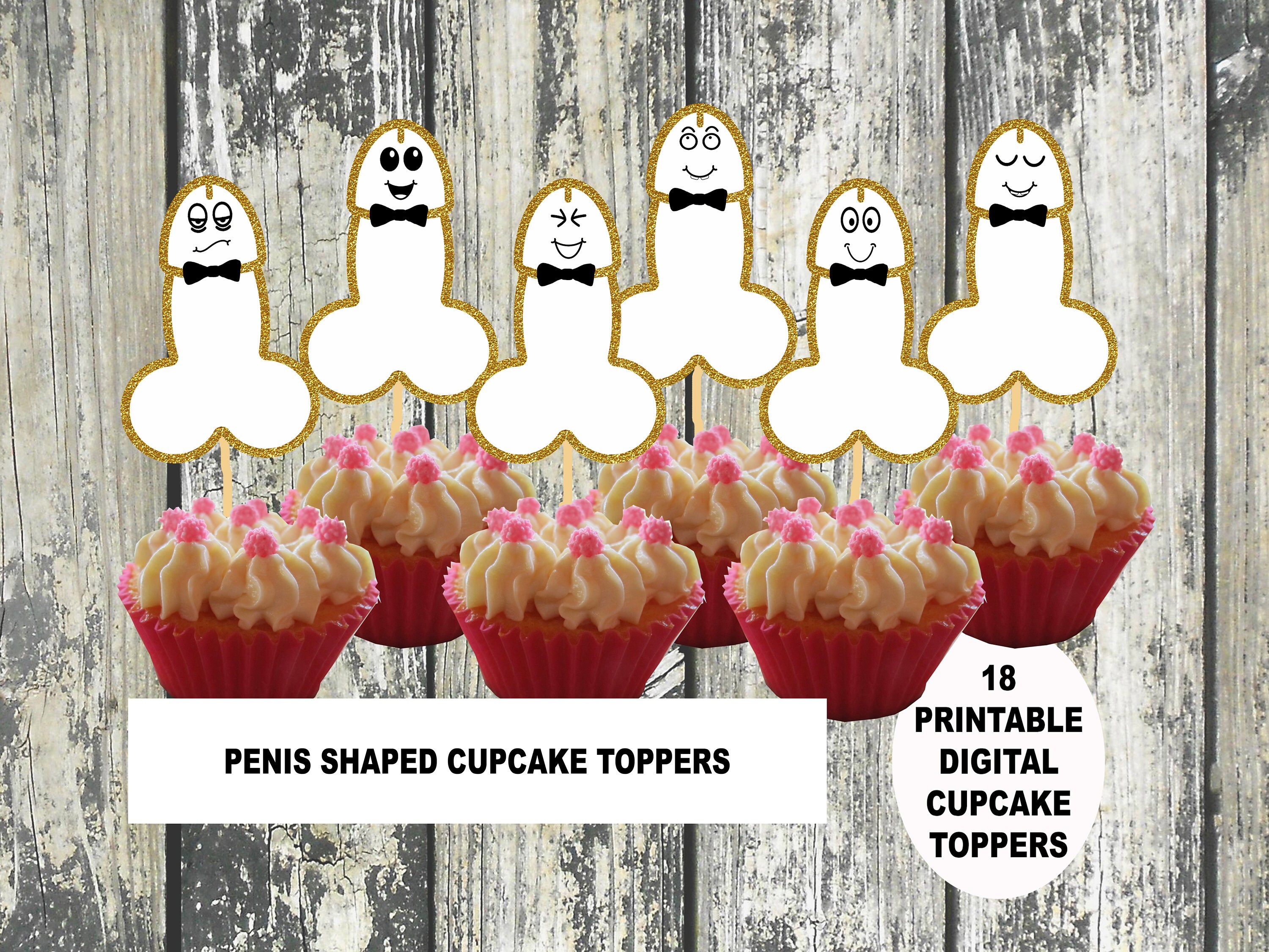 Penis Party Picks, Penis Cupcake Picks, Gold Penis Toppers, Gold Penis Picks, Hens Party Picks ...