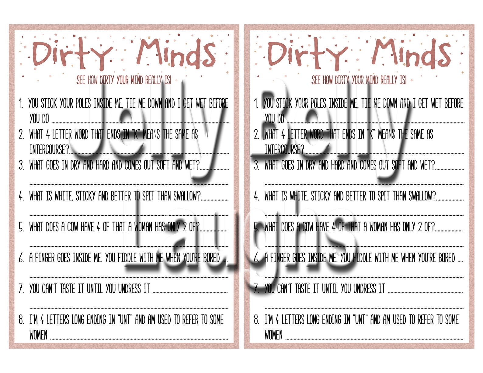 Dirty Minds Game Dirty Riddles Game Dirty Minds Riddle Rude | Etsy
