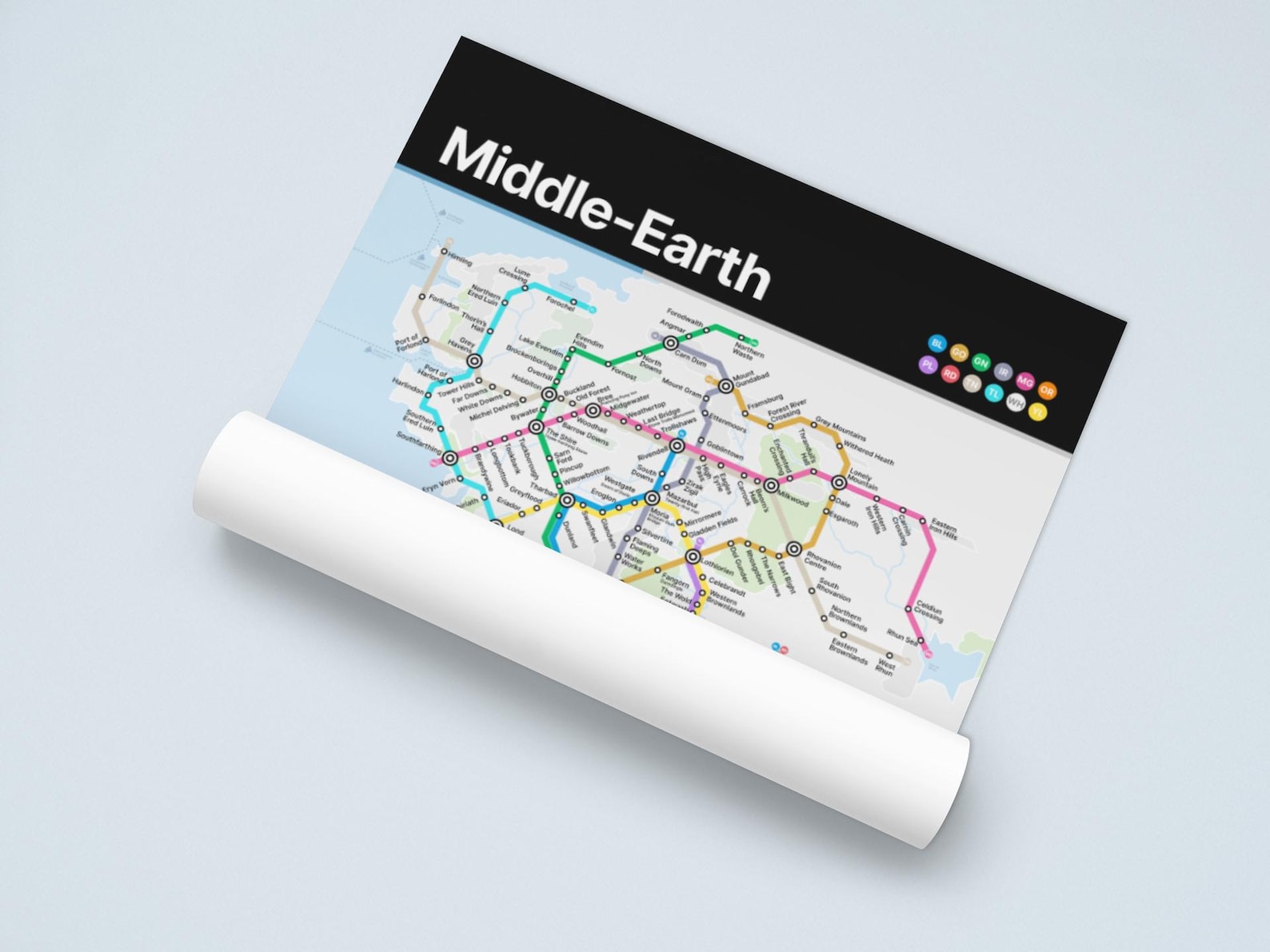 MIDDLE-EARTH * Fantasy Metro Map Poster * Scenic Travel-style Wall Art ...