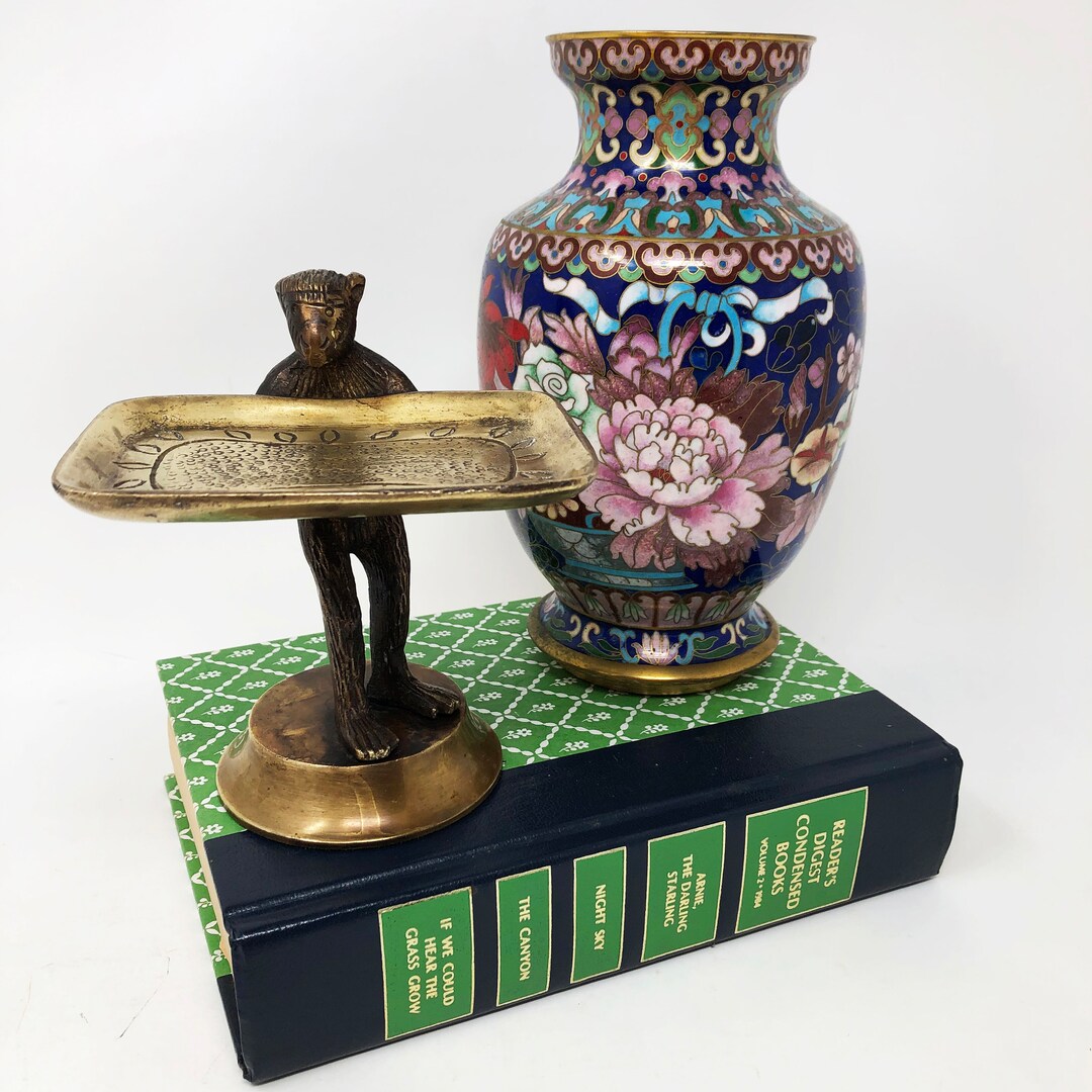 Vintage Brass/bronze Monkey Business Card Holder Monkey Dish Monkey ...