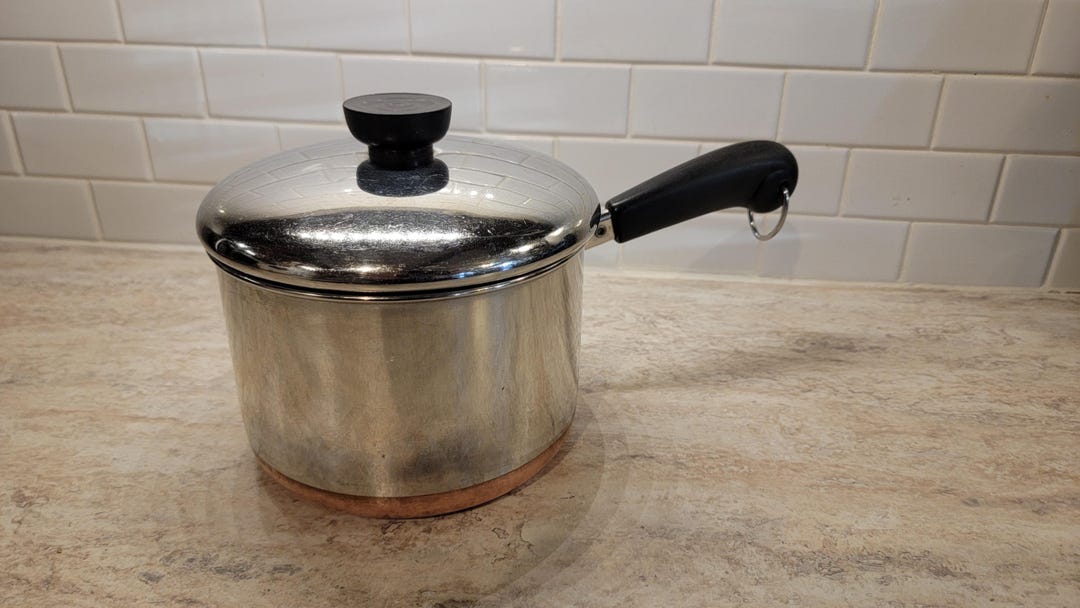 Vintage Revere Ware 2 Quart Copper Bottom Stock Pot With Lid Retro ...