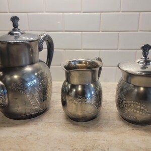 The Acme Silver Plate Company of Boston Tea Set, Teapot, Creamer, and ...
