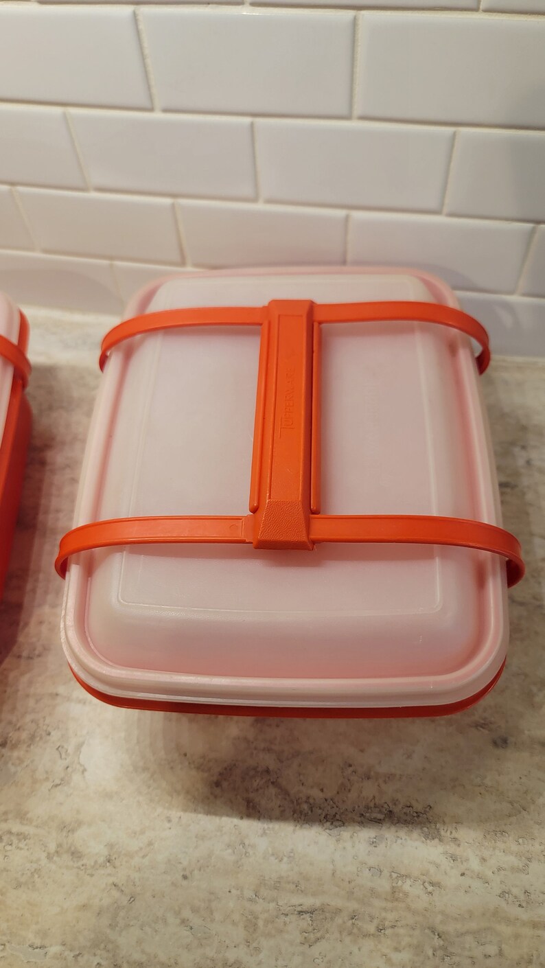 Vintage Tupperware Lunch Box Pak N Carry Orange Plastic Food Storage ...