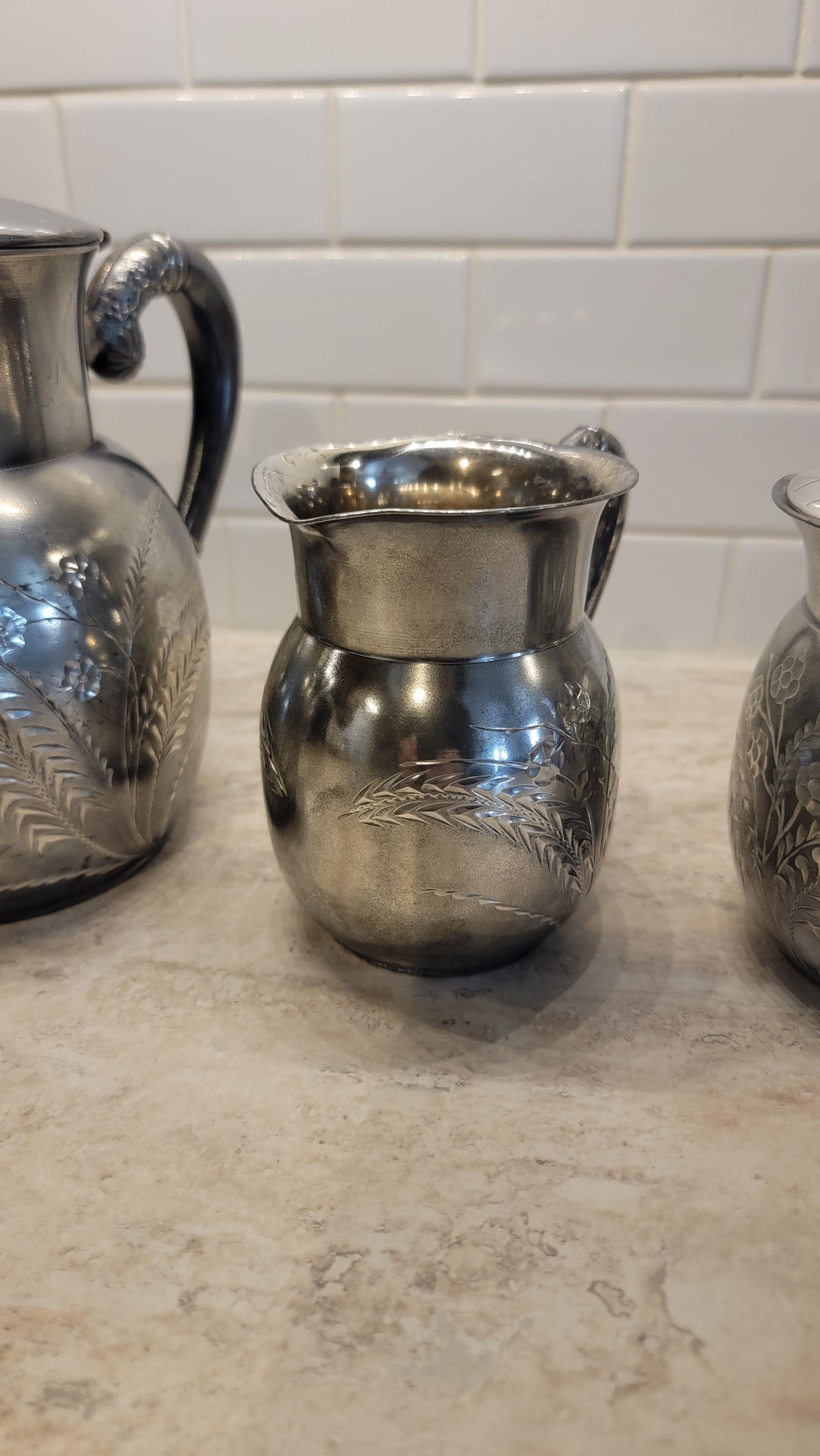 The Acme Silver Plate Company of Boston Tea Set, Teapot, Creamer, and ...