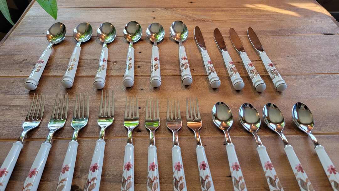 Vintage Noritake Japanese Flatware, Floral Handle Flatware, Noritake ...
