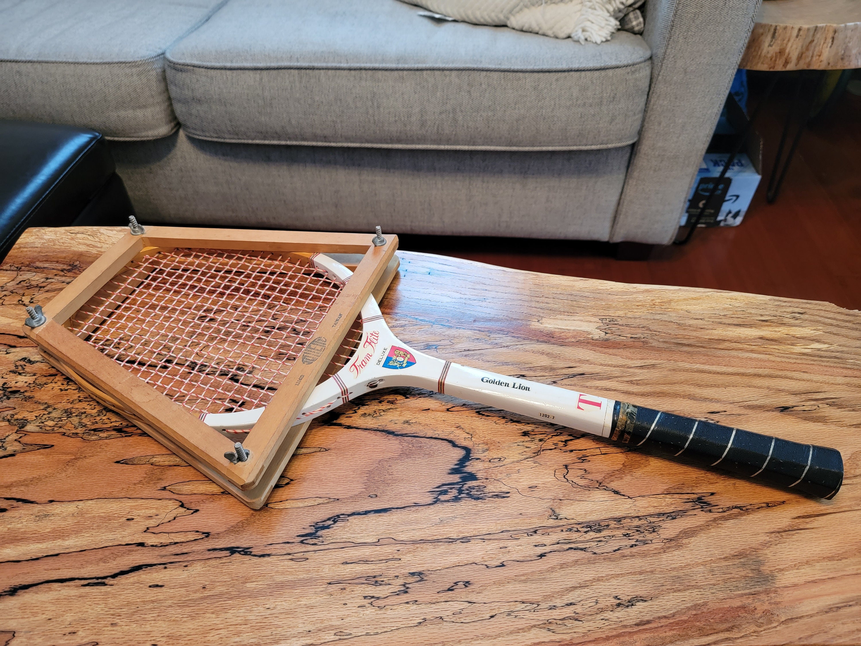 Wood Tennis Racket Wooden Antique Wood Tennis Racket Golden Lion Racket ...