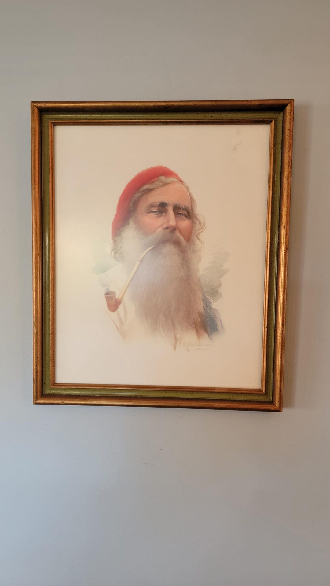 Vintage Pair of G Deluca Watercolor Prints, Contented Old Man and Old ...