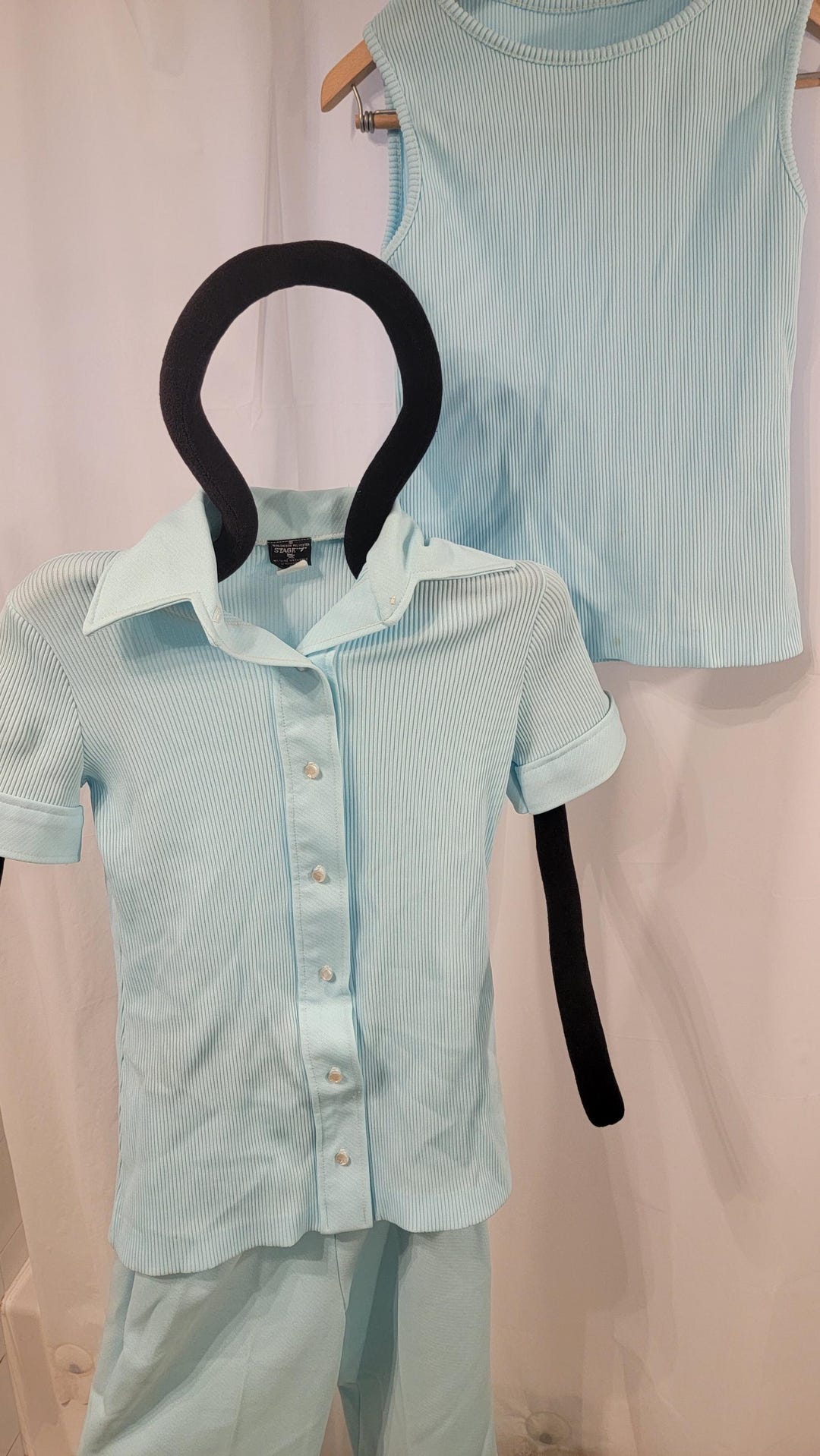 Womans 1960s Polyester 3 Piece Outfit, Pants, Shirt, and Tank Top, Size ...