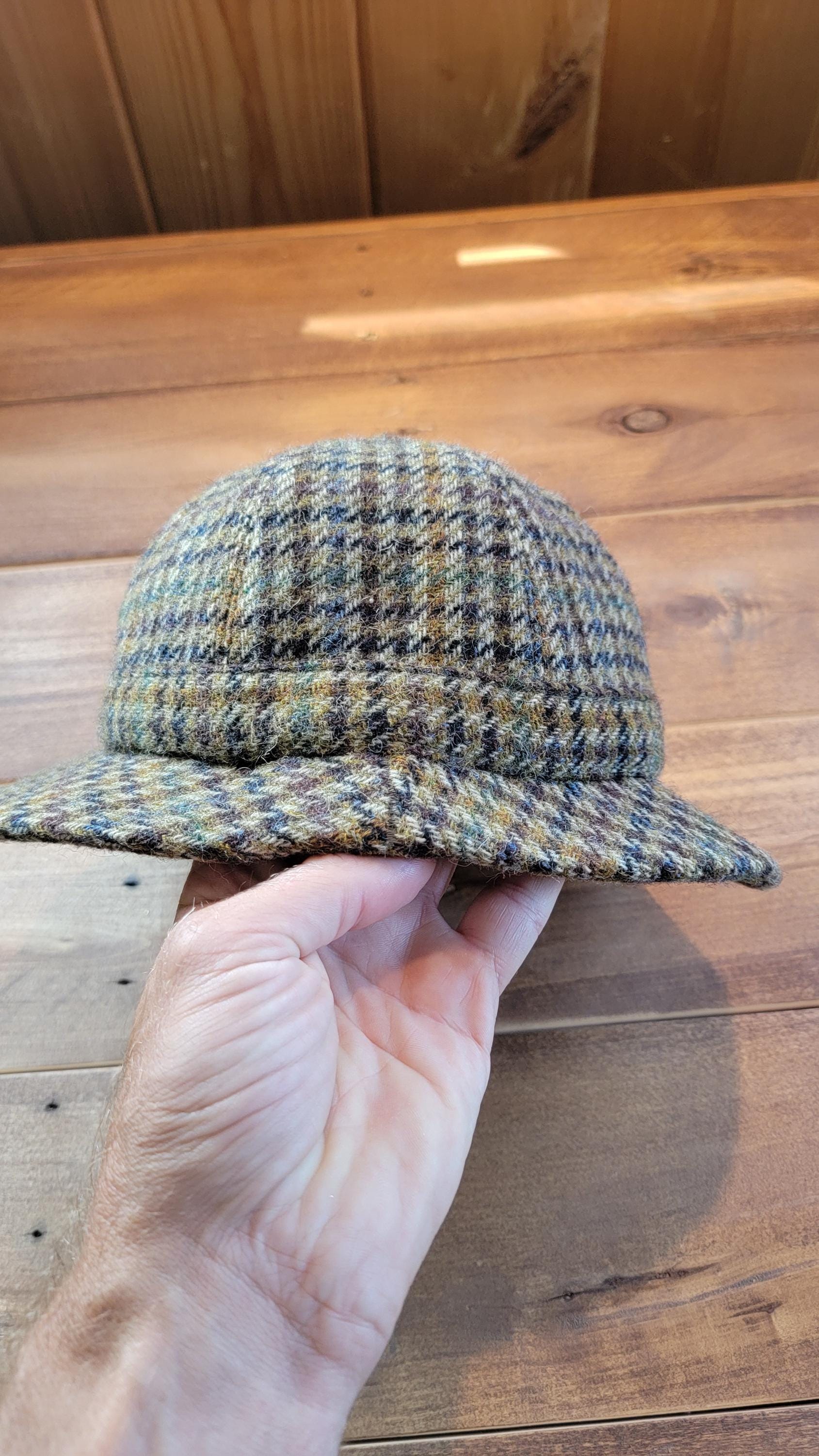 Vintage Mens Tweed Hat, Deerstalker Double Brim, Houndstooth Wool Hat ...