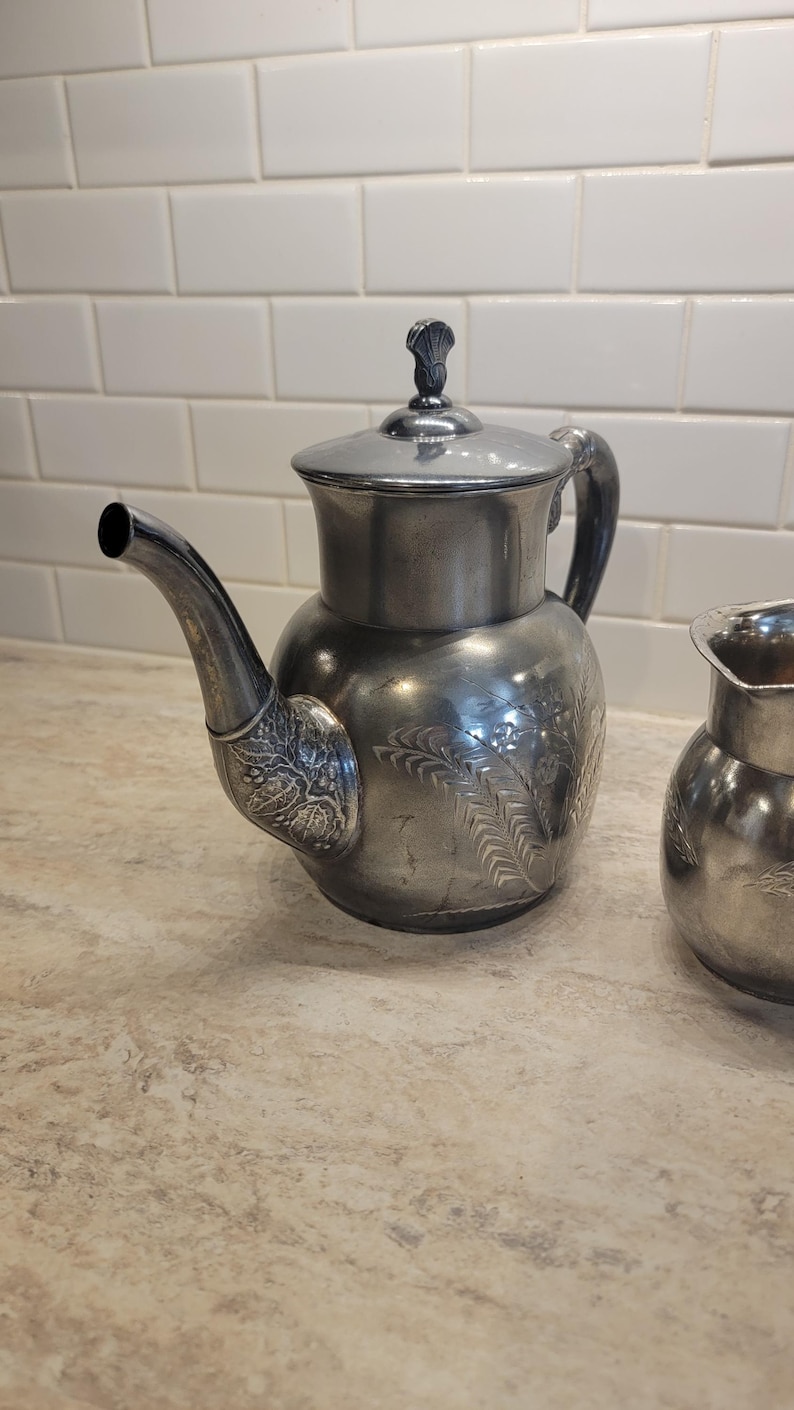 The Acme Silver Plate Company of Boston Tea Set, Teapot, Creamer, and ...