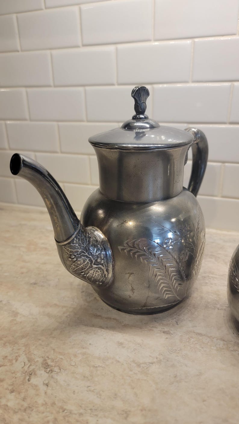 The Acme Silver Plate Company of Boston Tea Set, Teapot, Creamer, and ...