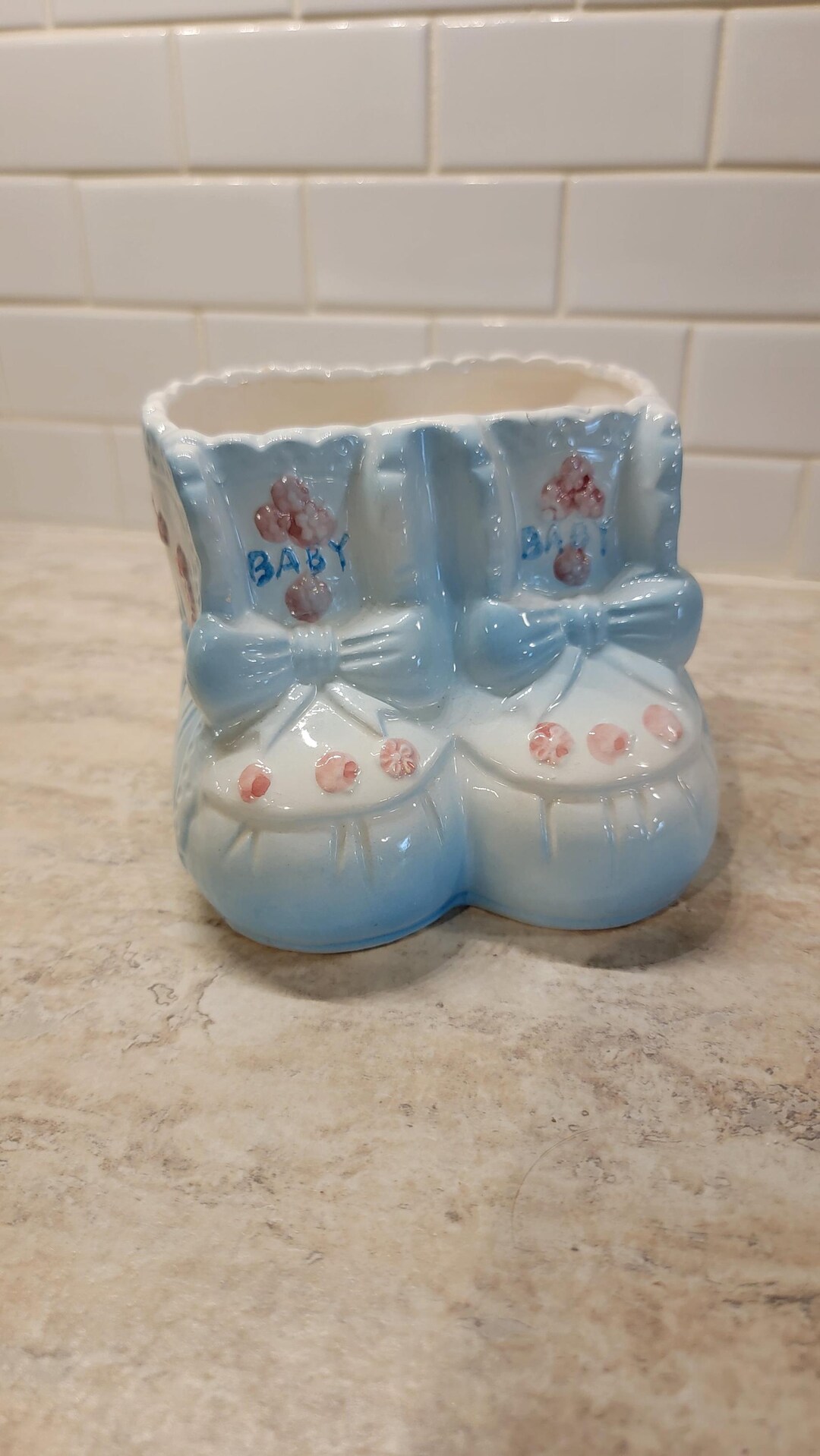 Vintage My Neil Pink and Baby Blue Bootie Planter, Vintage My-neil ...